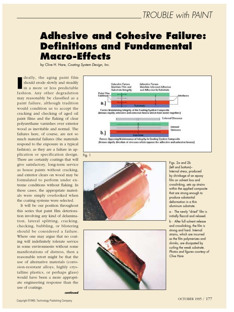 Adhesive and Cohesive Failure: Definitions and Fundamental Macro ...
