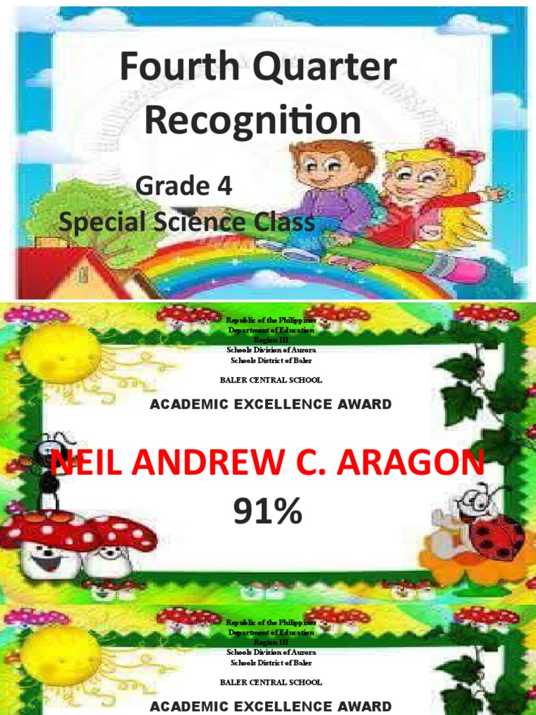 Fourth Quarter Recognition: Grade 4 Special Science Class | PDF ...