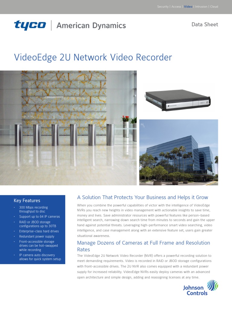 Videoedge 2U Network Video Recorder: Data Sheet | PDF | Computer ...