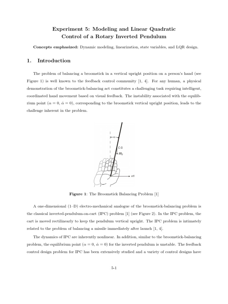LQR Control of Rotary Inverted Pendulum | PDF | Control Theory | Torque