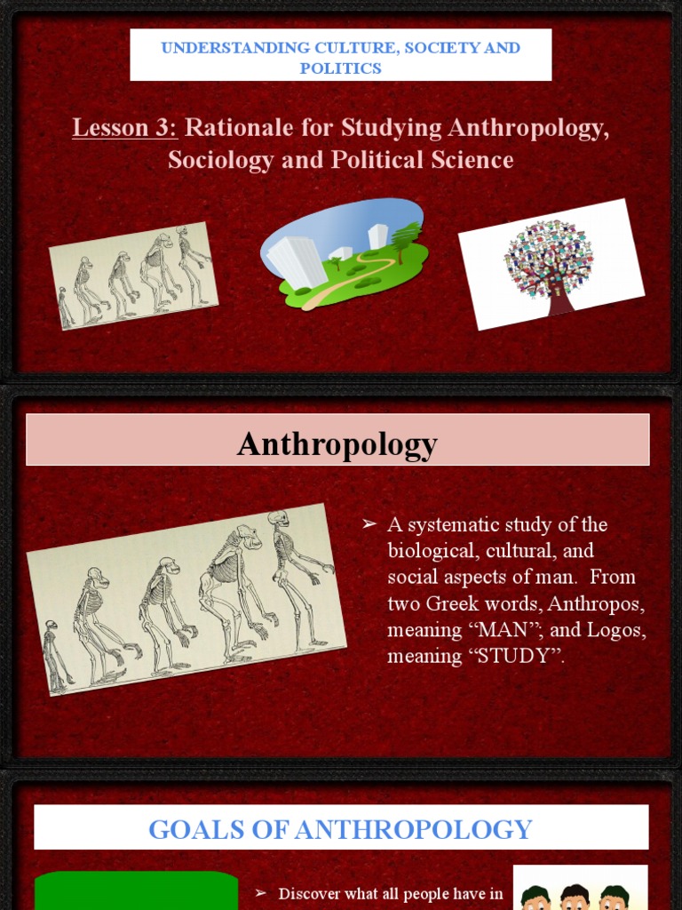 Lesson 3: Rationale For Studying Anthropology, Sociology and Political ...