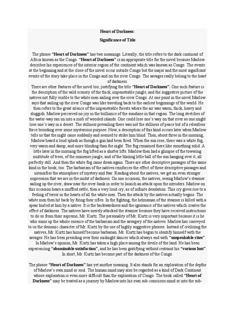 Heart - of - Darkness 4 Print | PDF | Heart Of Darkness | Kurtz (Heart ...
