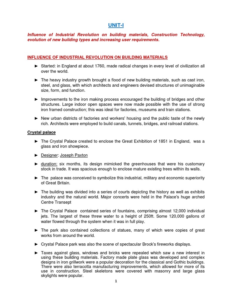 Unit I | PDF | Arts And Crafts Movement | Industrial Revolution