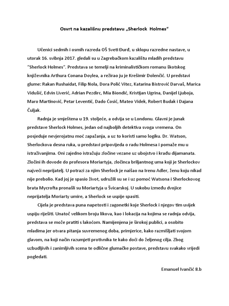 Osvrt Sherlock Holmes | PDF
