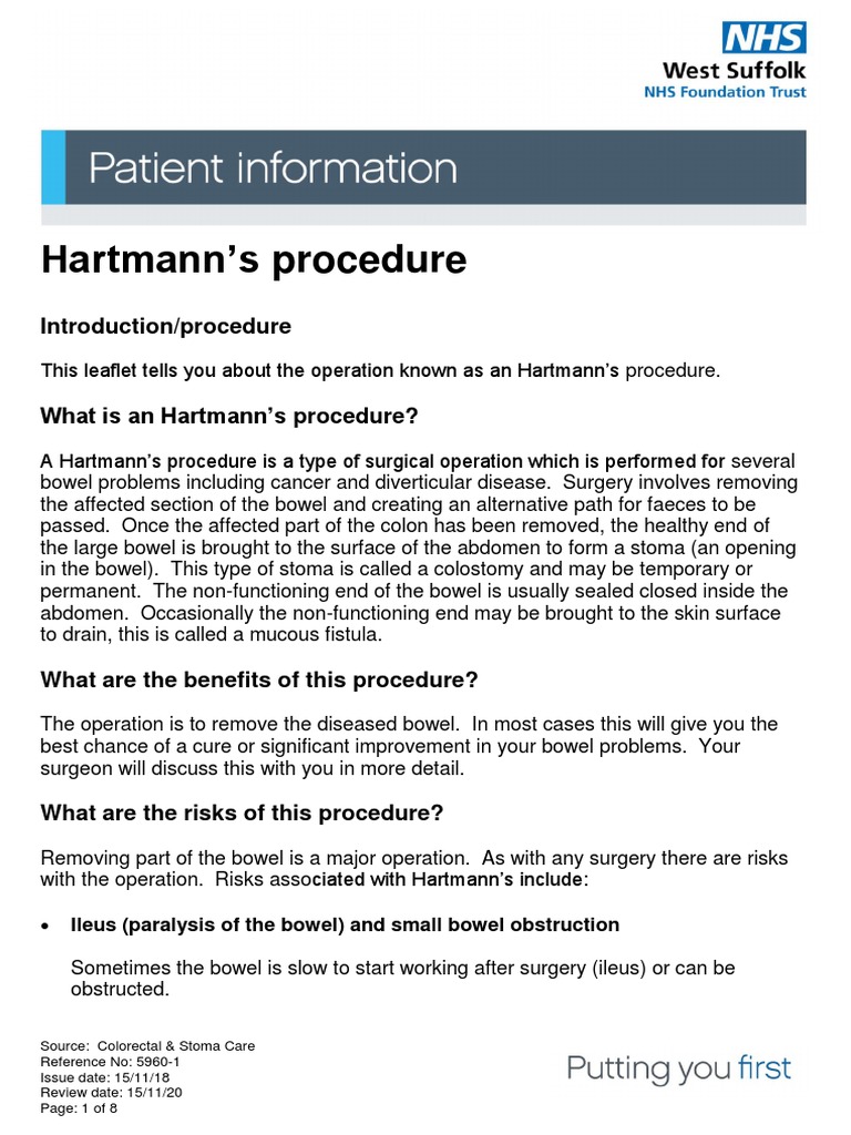 Hartmann's Procedure | PDF | Surgery | Wound