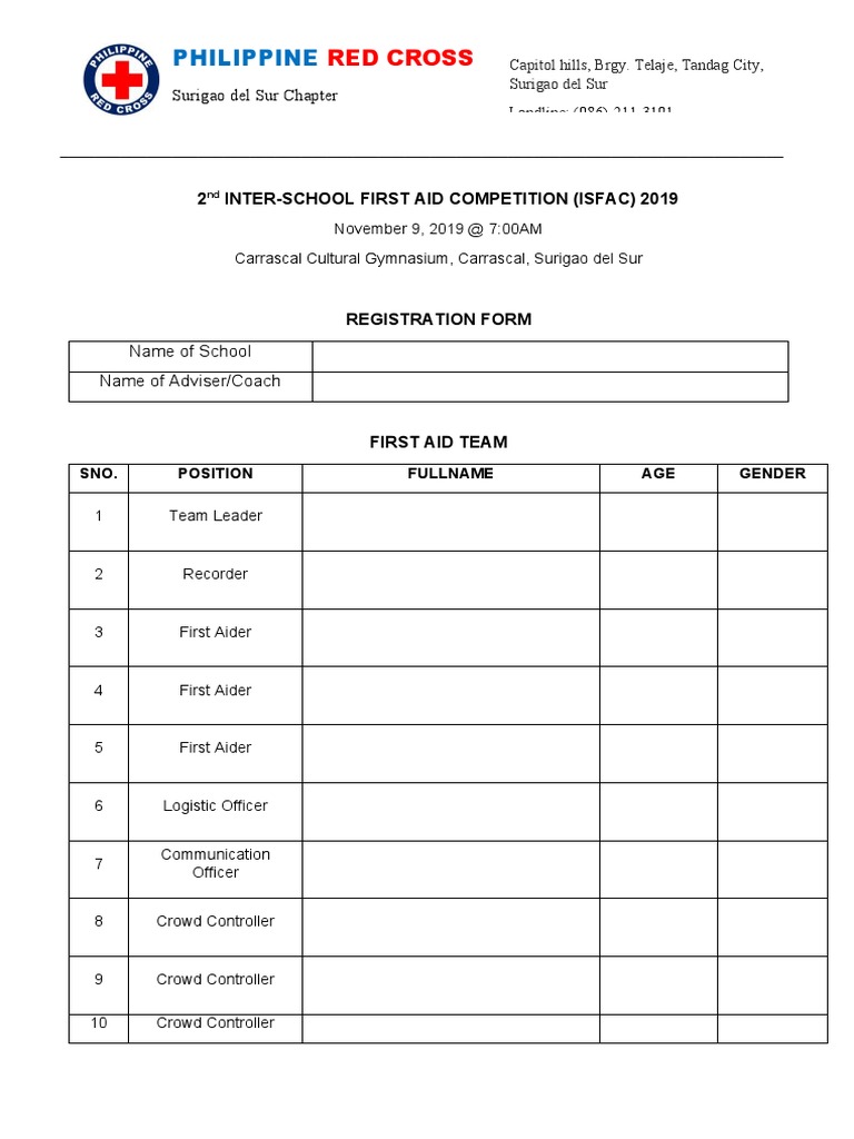 Registration Form FA Olympics | PDF