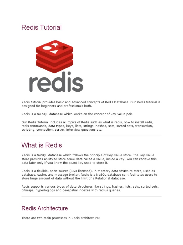 Redis Tutorial | PDF | Information Technology | Databases