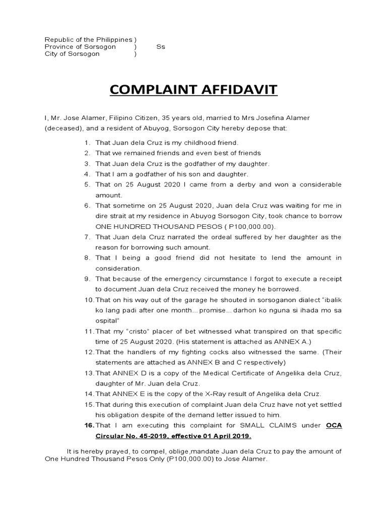 Atty Lina Complaint Affidavit | PDF
