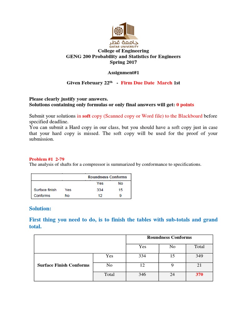College of Engineering GENG 200 Probability and Statistics For ...