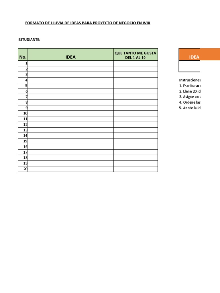 Formato de Lluvia de Ideas | PDF