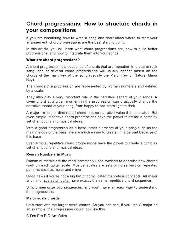 Chord Progressions: How To Structure Chords in Your Compositions | PDF ...