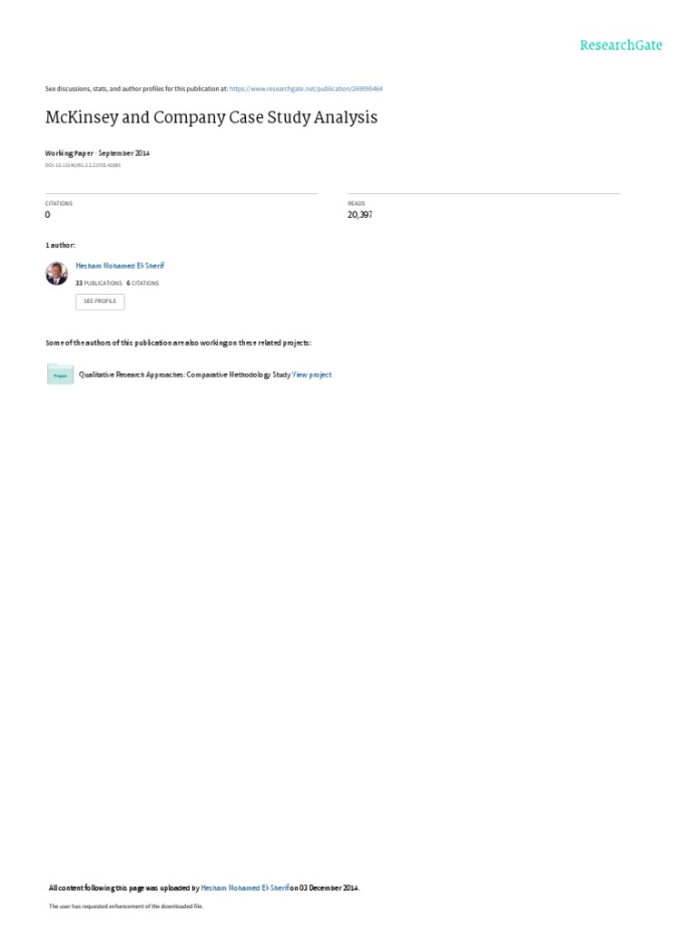 Mckinsey and Company Case Study Analysis: September 2014 | PDF | System ...