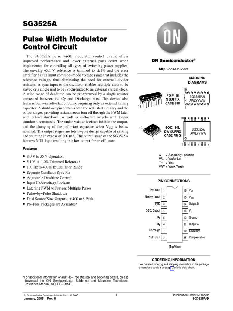 SG3525A Pulse Width Modulator Control Circuit: 1% and The Error | PDF ...