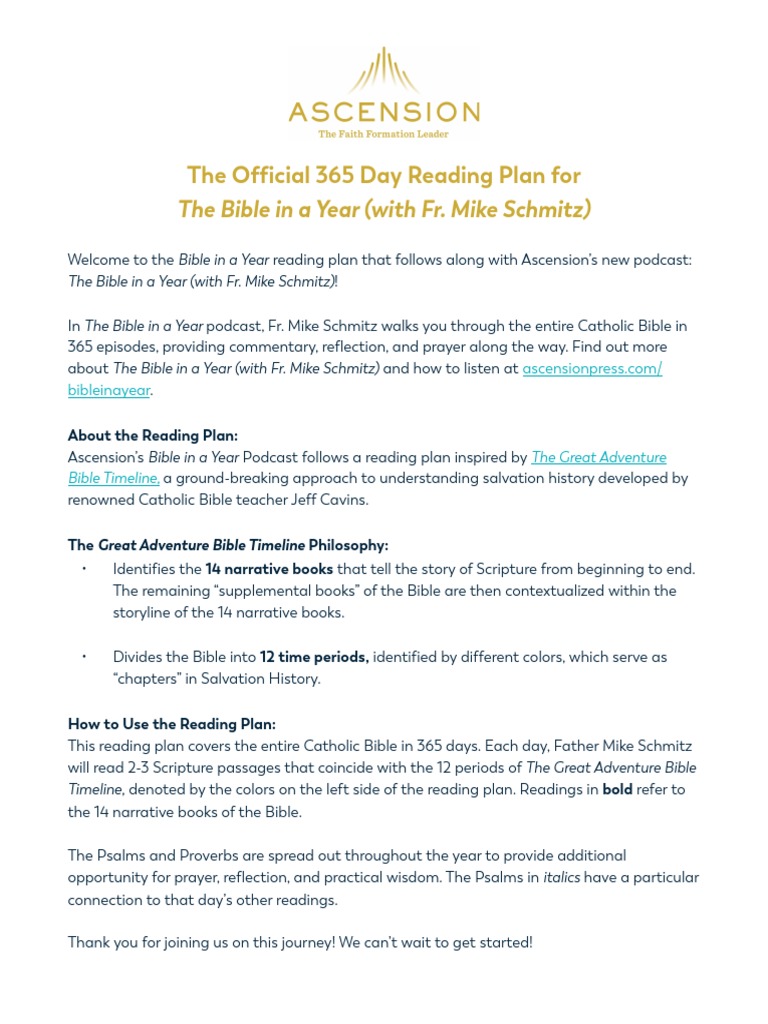 The Official 365 Day Reading Plan For The Bible in A Year | PDF | Bible ...