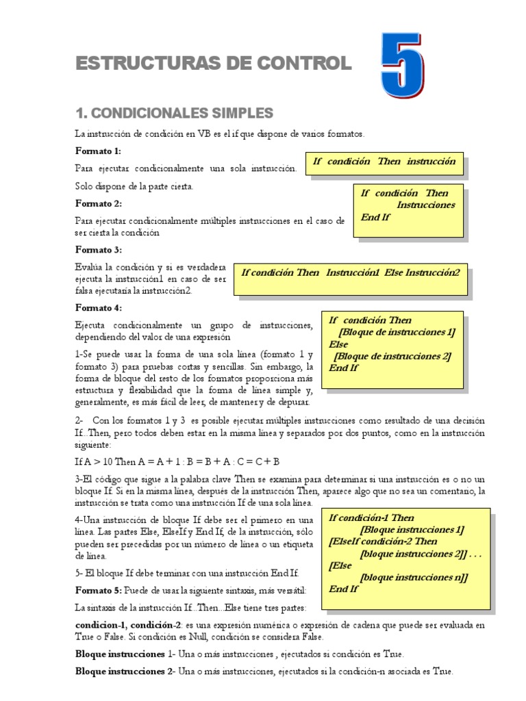 Visual Basic:Estructuras de Control | PDF | Flujo de control ...