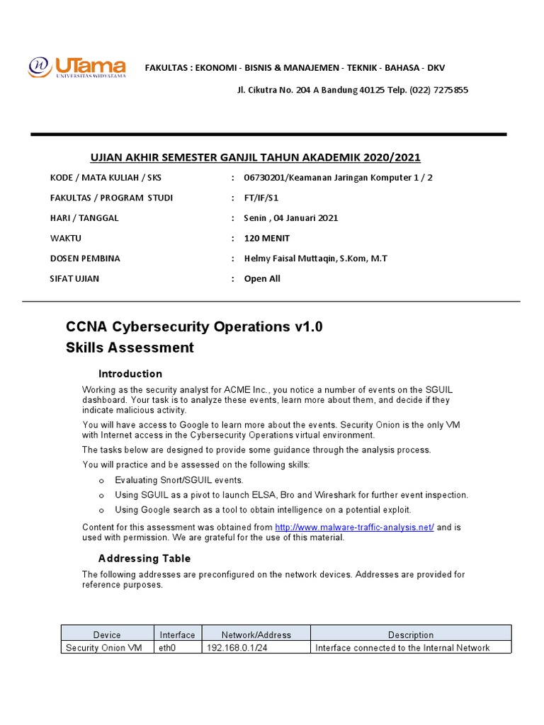 Soal UAS - Keamanan Jaringan Komputer 1 - Ganjil 2020 | PDF | Exploit (Computer Security ...