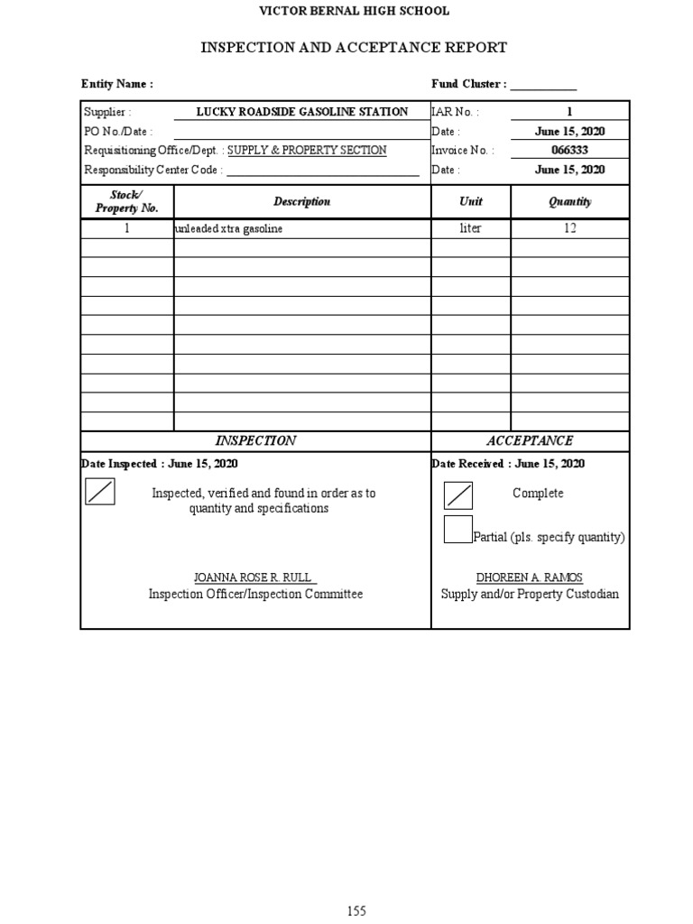 Inspection and Acceptance Report | PDF