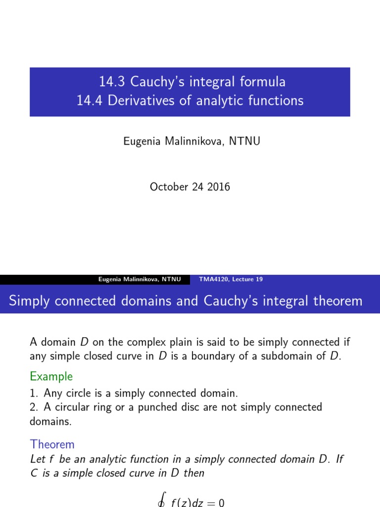 14.3 Cauchy's Integral Formula 14.4 Derivatives of Analytic Functions | PDF | Analytic Function ...
