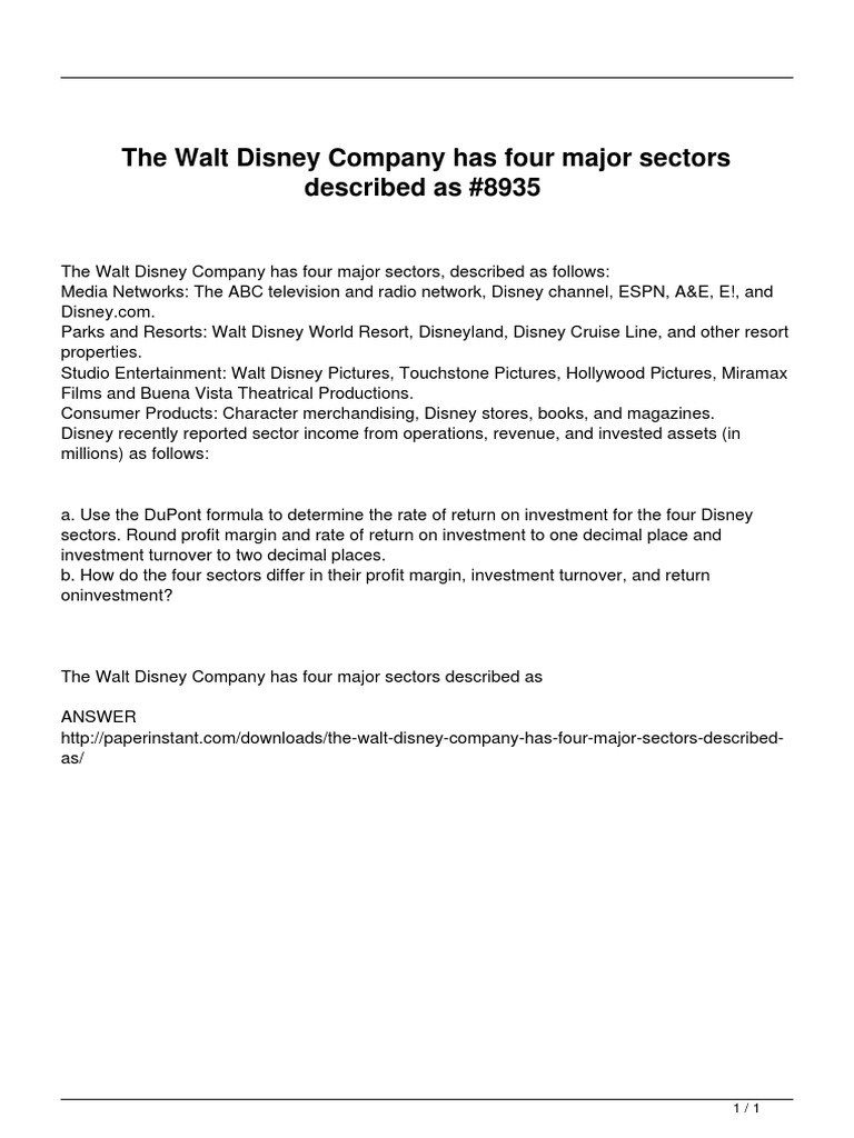 Disney Company Sector Overview | PDF
