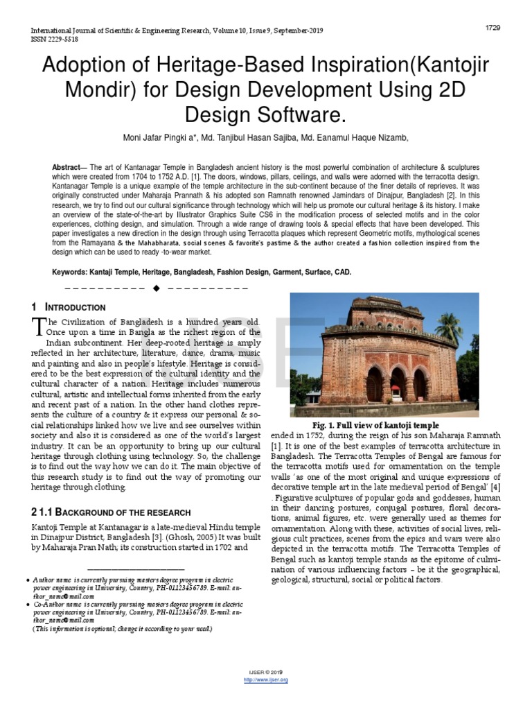 Ijser: Adoption of Heritage-Based Inspiration (Kantojir Mondir) For ...