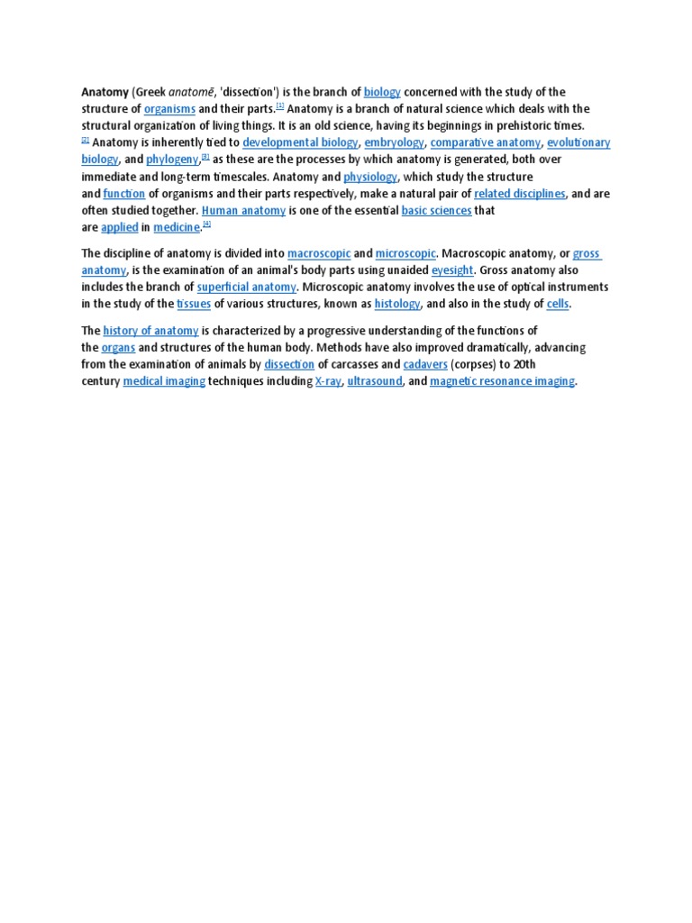 Overview of Anatomy and Its Branches | PDF