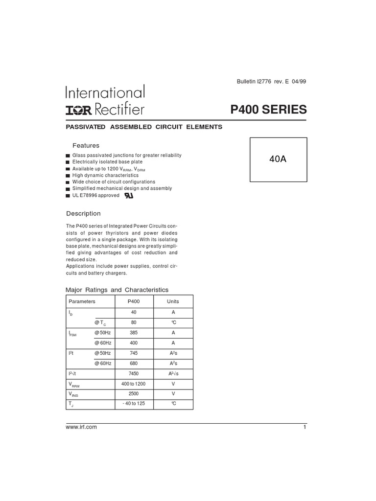 P400 Series: Passivated Assembled Circuit Elements | PDF | Root Mean ...