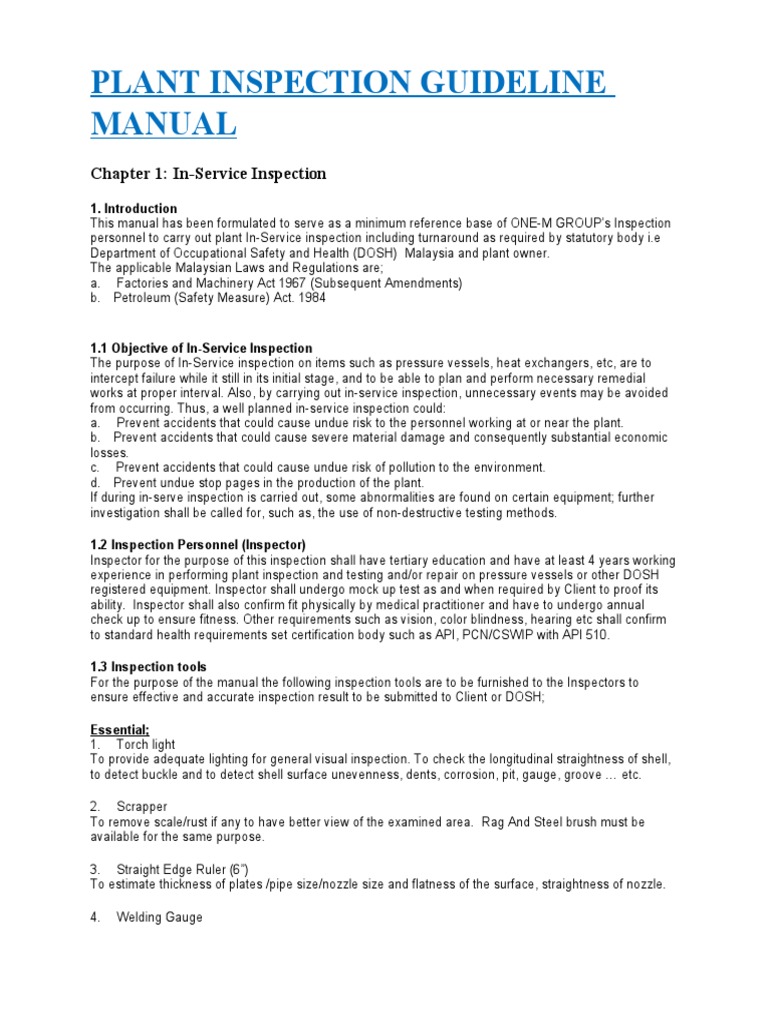 Plant Inspection Guideline Manual | PDF | Radiography | Corrosion