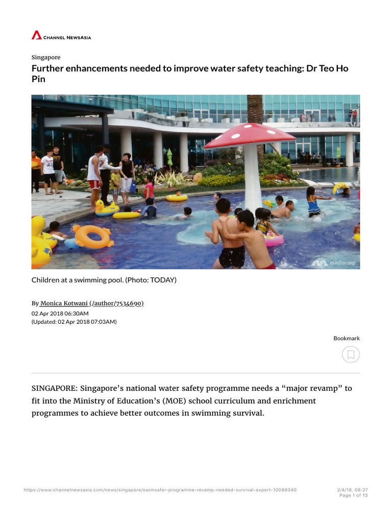 Further Enhancements Needed To Improve Water Safety Teaching: DR Teo Ho ...