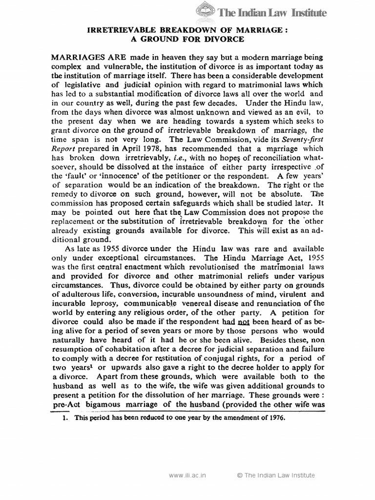 022 - Irretrievable Breakdown of Marriage - A Ground For Divorce (288 ...