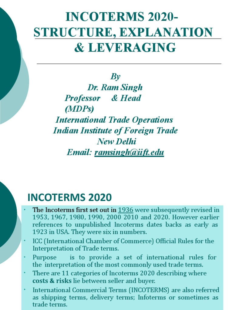 INCOTERMS 2020-Structure, Explanation & Leveraging | PDF | Consumer ...