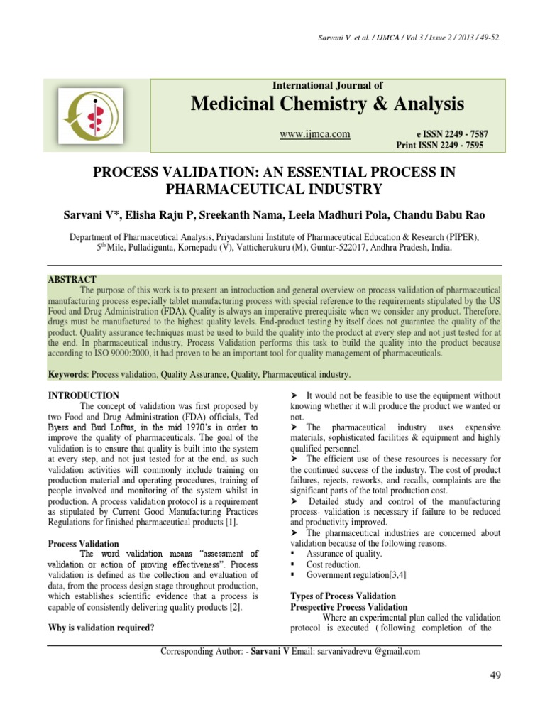 Process Validation An Essential Process PDF | PDF | Verification And ...