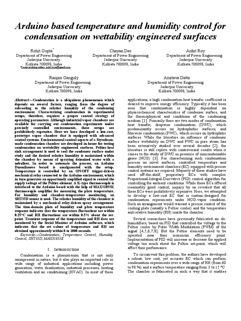 Arduino Based Temperature and Humidity C | Download Free PDF | Thermocouple | Humidity