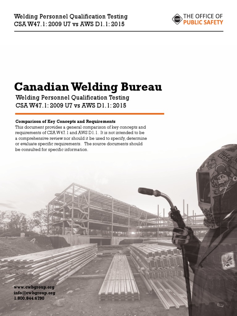 Welder Qualification Requirements Csa w471 Vs Aws d1.1 | PDF | Electric ...