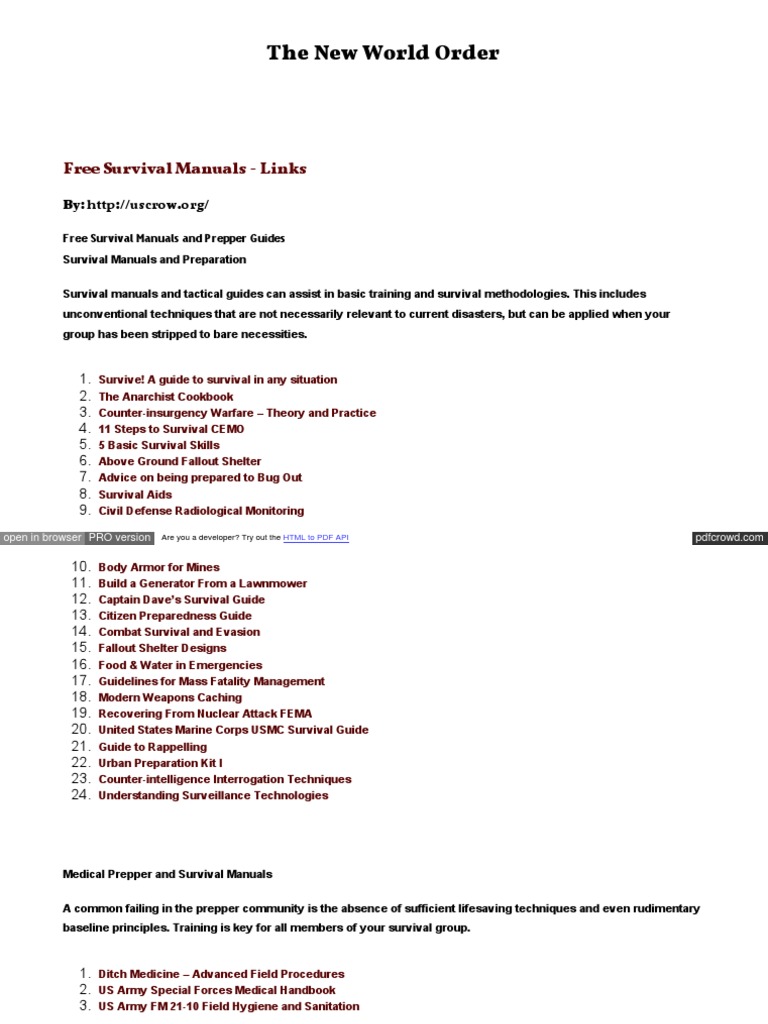 Free Survival Manuals and Guides | PDF