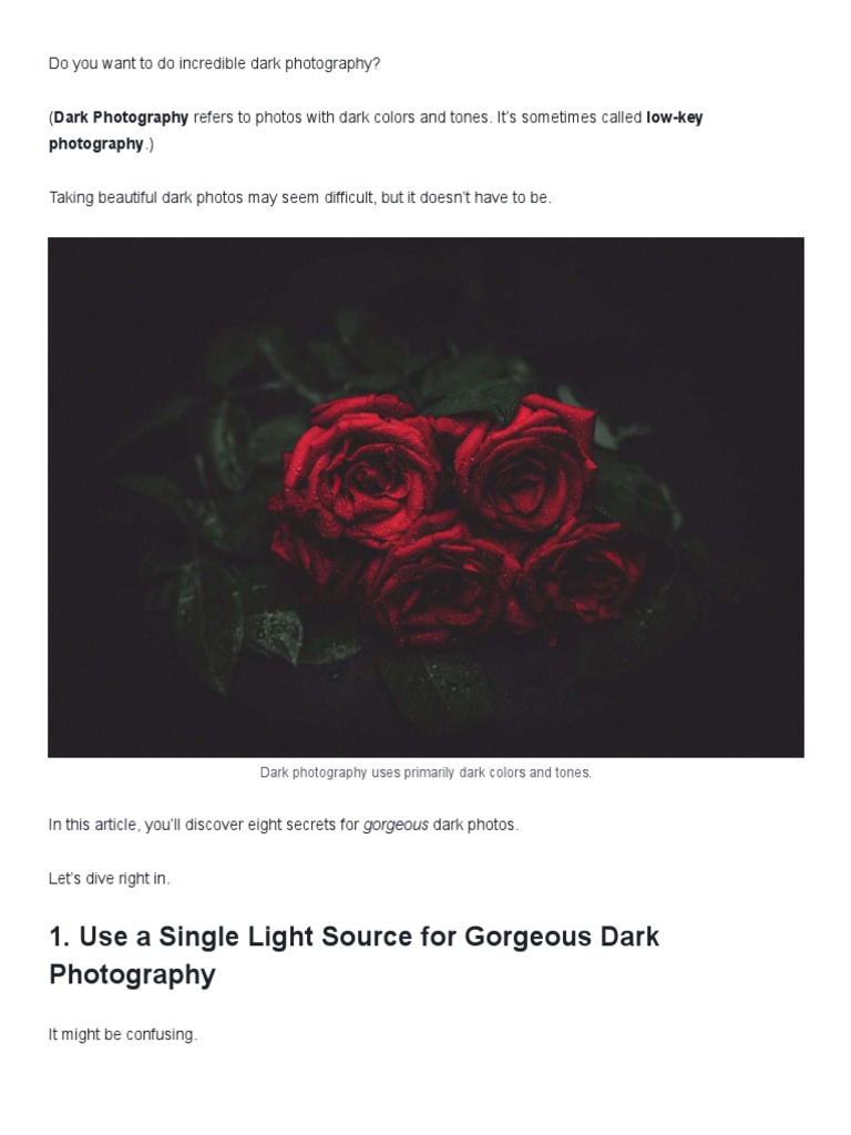 8 Secrets For Stunning Dark Photography (The Ultimate Guide) | PDF ...