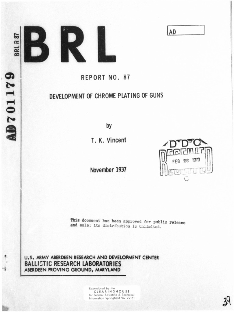 Report No. 87 Development of Chrome Plating of Gu S: Ballistic Research ...