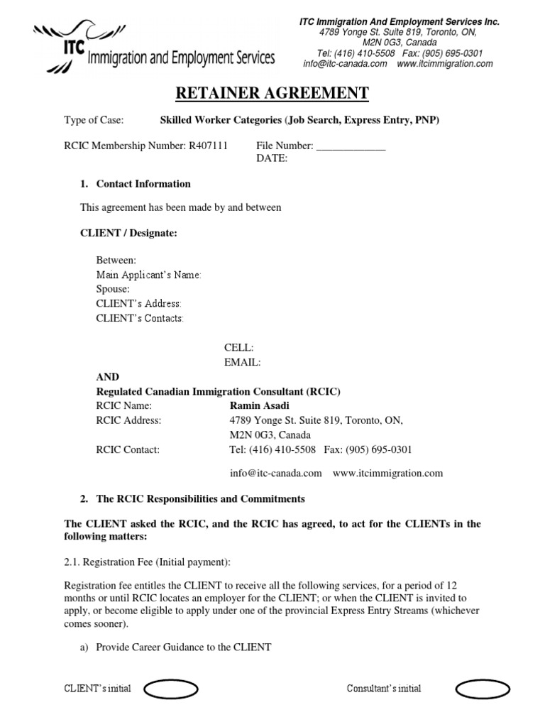 A Comprehensive Retainer Agreement for Canadian Immigration Services ...