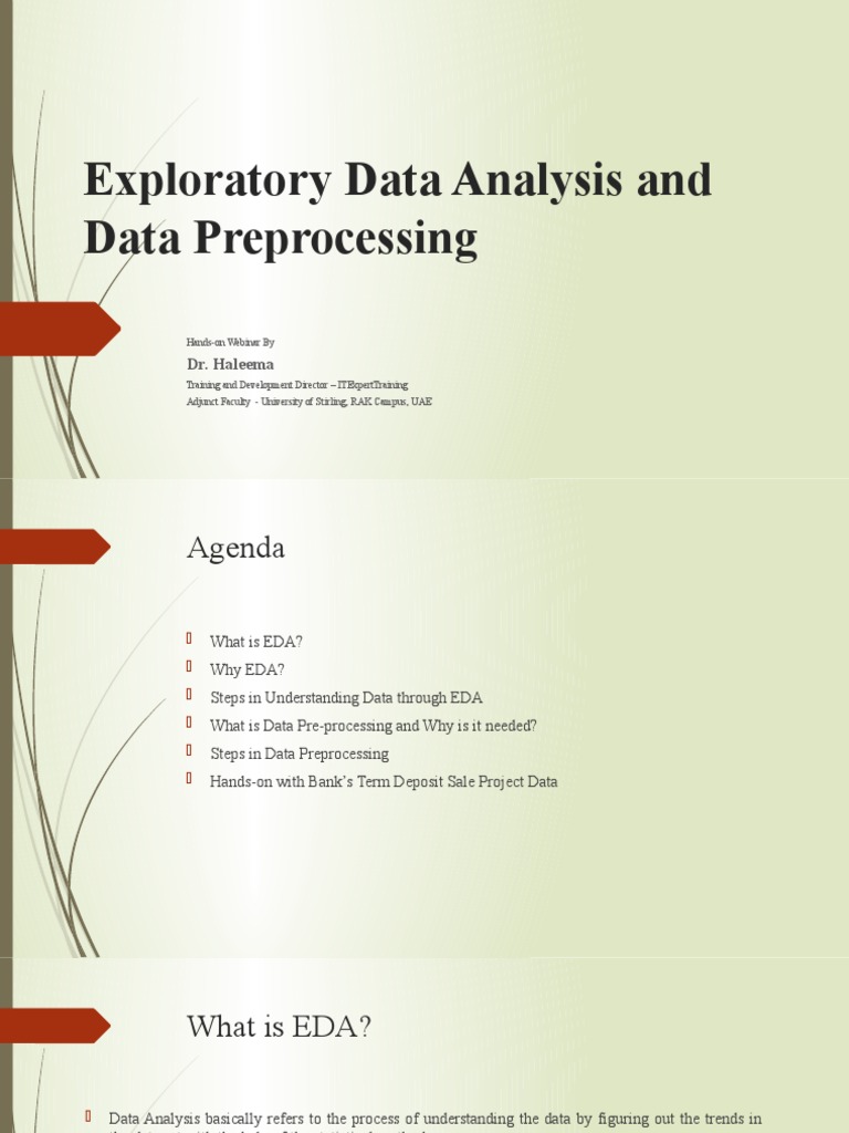 Exploratory Data Analysis and Data Preprocessing - Dr. Haleema | PDF ...
