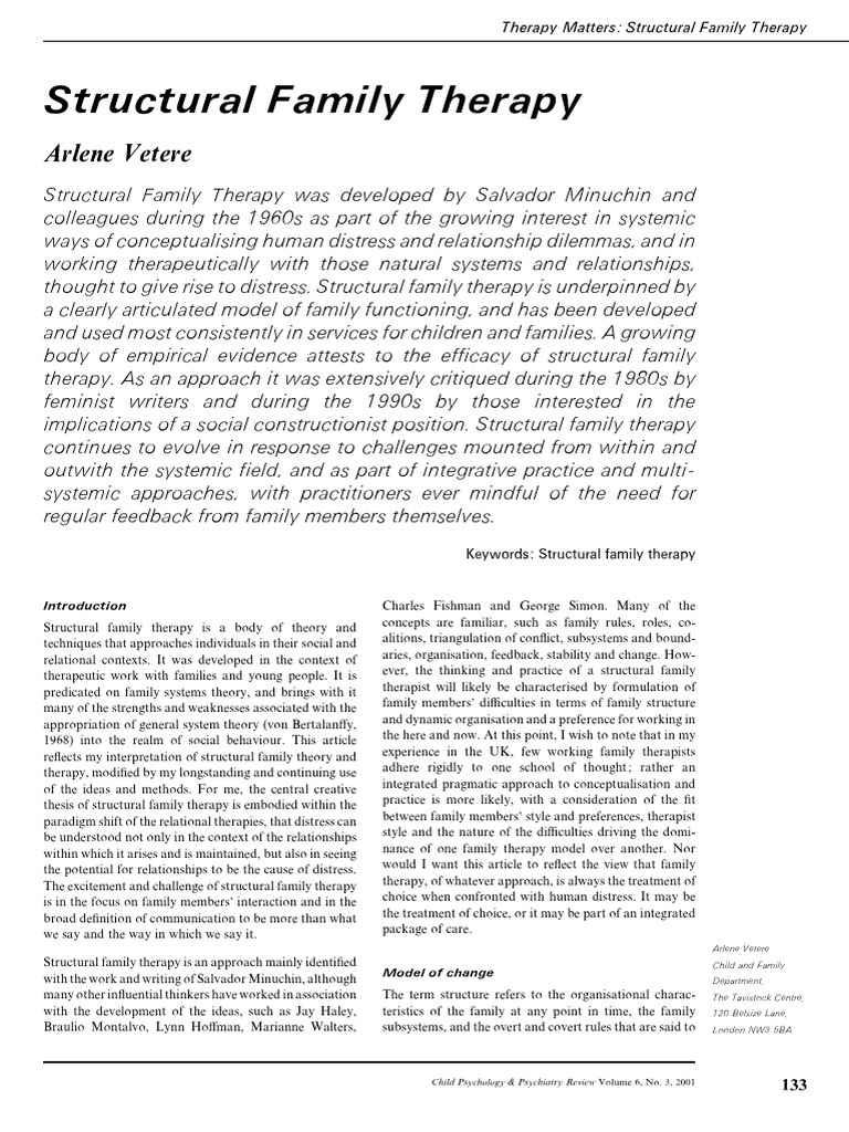 Structural Family Therapy: Arlene Vetere | Download Free PDF | Family ...