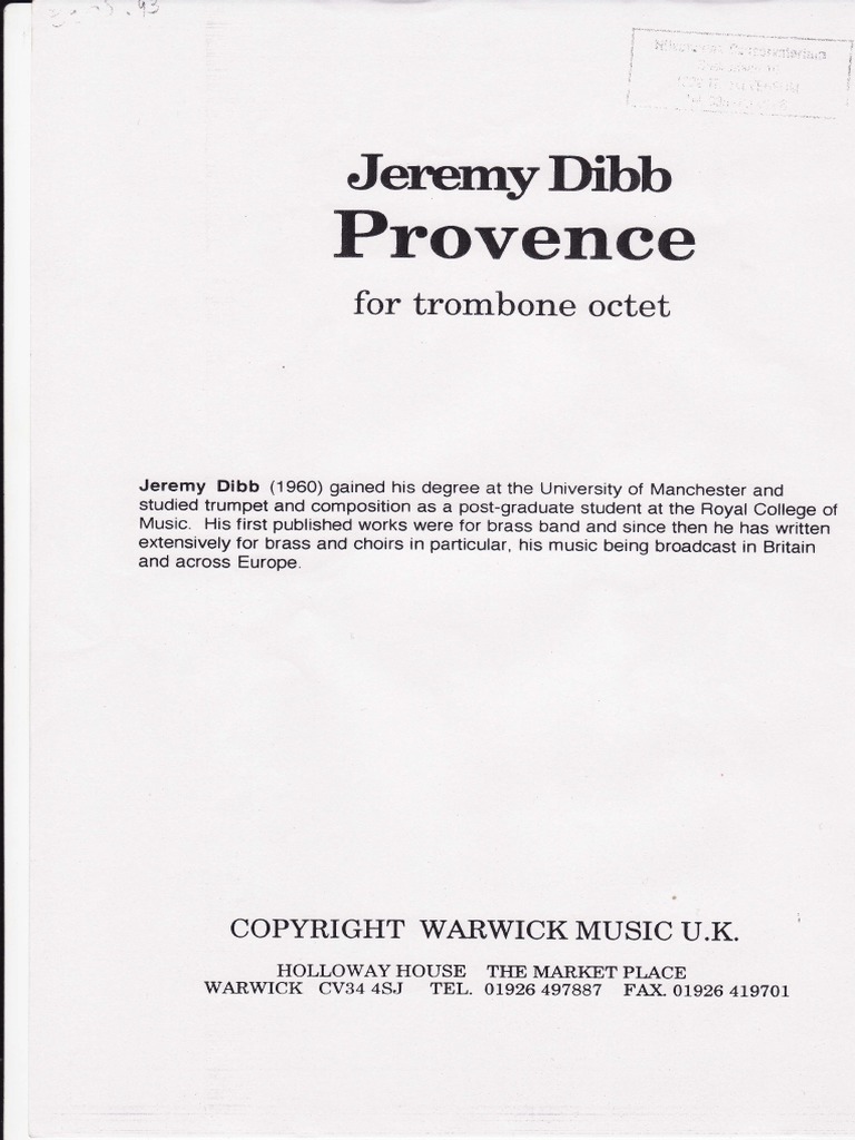 Dibb, Jeremy - Provence (Score) | PDF