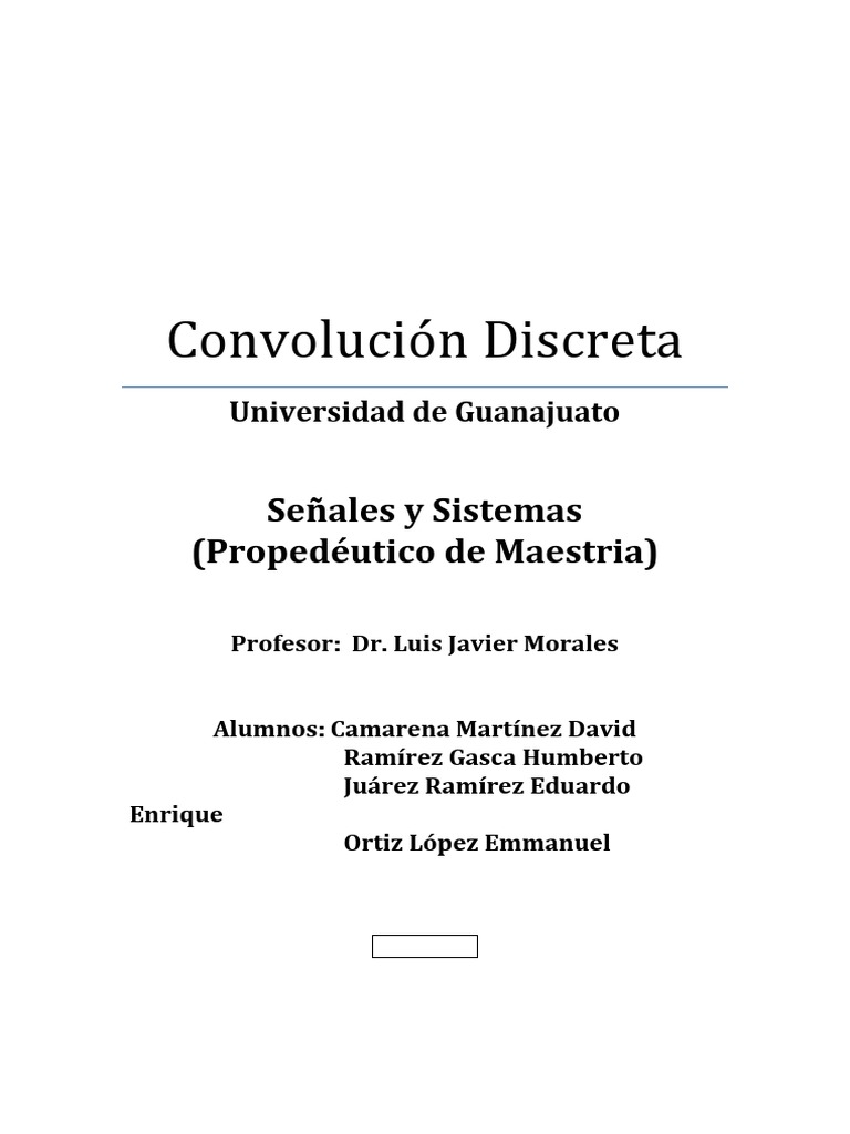 Convolución Discreta en Señales y Sistemas | PDF | Circunvolución ...