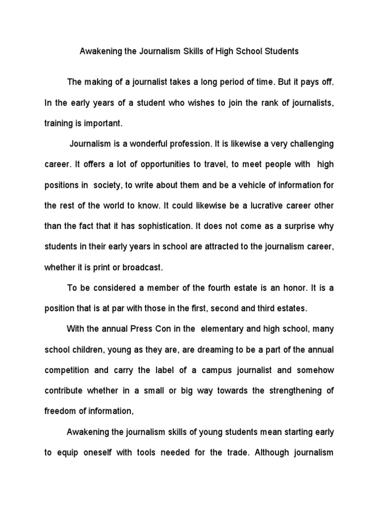 Developing High School Journalism Skills | PDF | Journalism | Human Nature