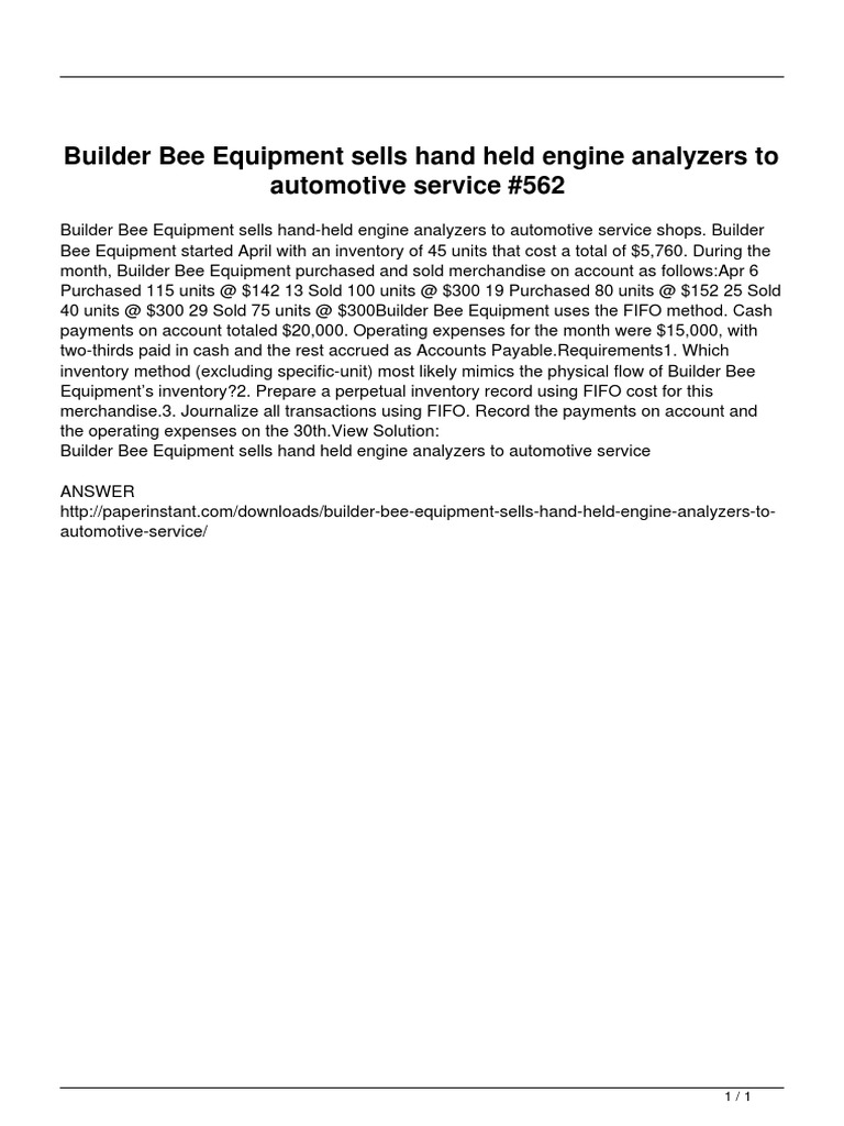 Builder Bee Equipment Sells Hand Held Engine Analyzers To Automotive ...