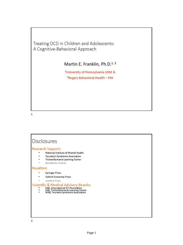 Treating OCD in Children and Adolescents: A Cognitive-Behavioral ...