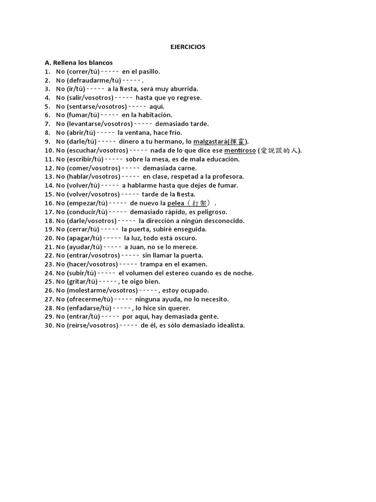 Ejercicios de Conjugación Verbal | PDF