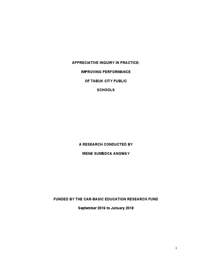 Appreciative Inquiry in Practice: Improving Performance of Tabuk City ...