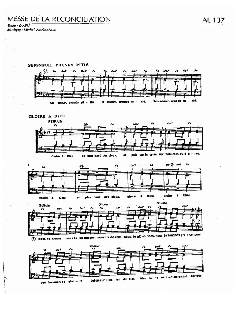 Messe de La Reconciliation (Kyrie, Gloria, Credo, Sanctus, Anamnese ...