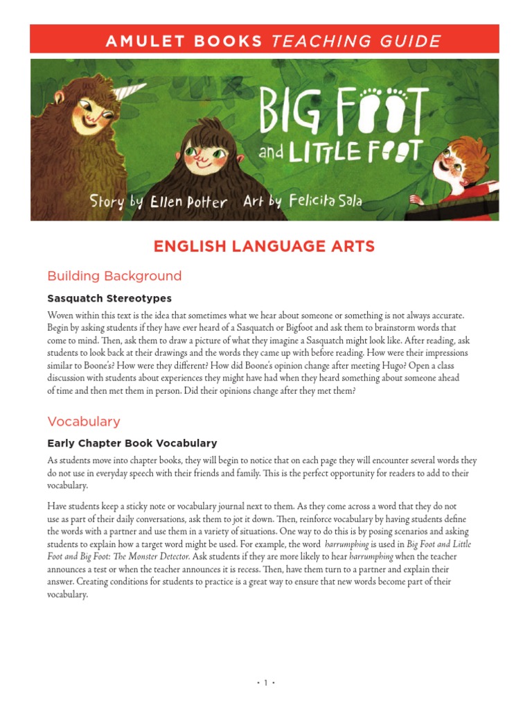 Big Foot and Little Foot Teaching Guide | PDF | Narrative | Brainstorming