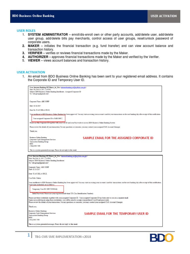Bdo Business Online Banking User Activation Pdf
