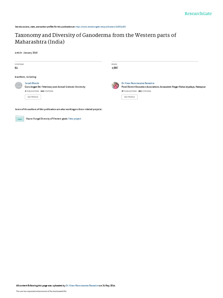 Ganoderma From The Western Parts of Maharashtra India. | PDF | Mycology ...